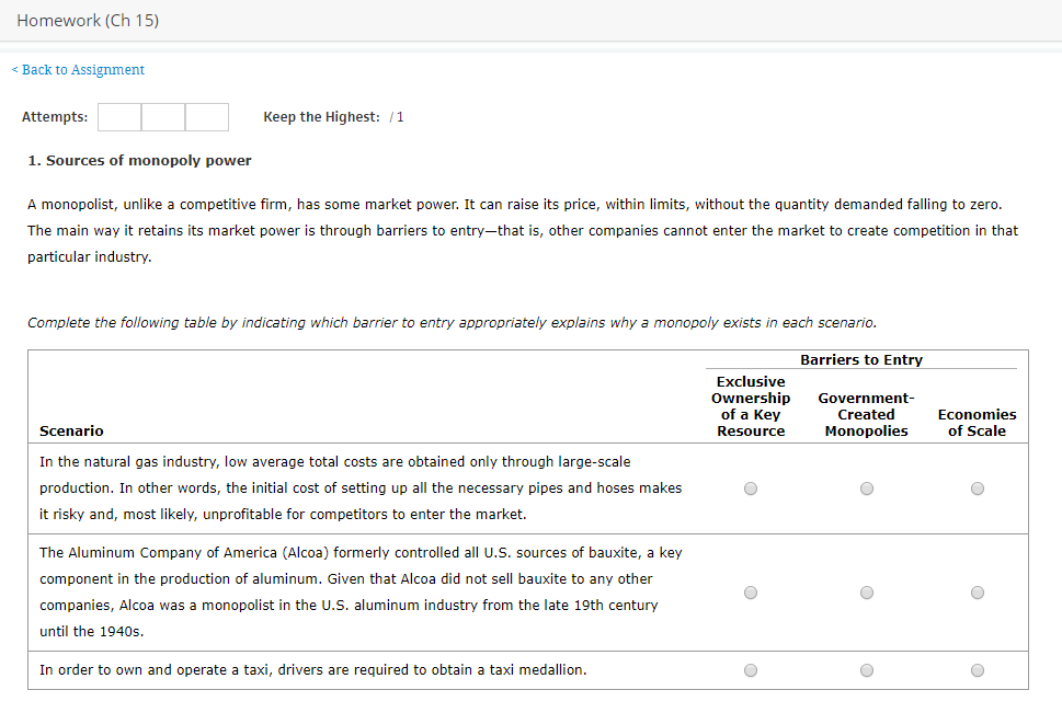 Solved Homework (Ch 15) Back to Assignment Attempts: Keep | Chegg.com