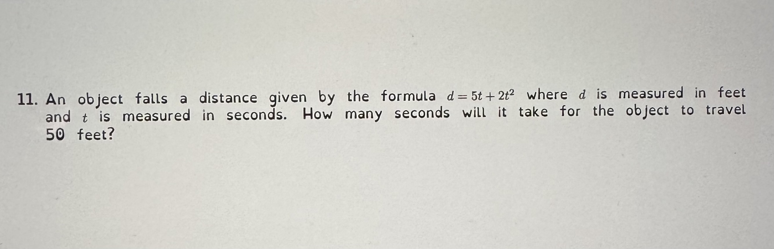 Solved An object falls a distance given by the formula | Chegg.com