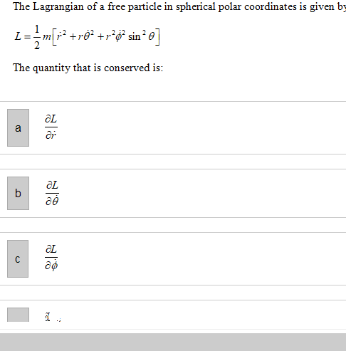 Solved The Lagrangian of a free particle in spherical polar | Chegg.com