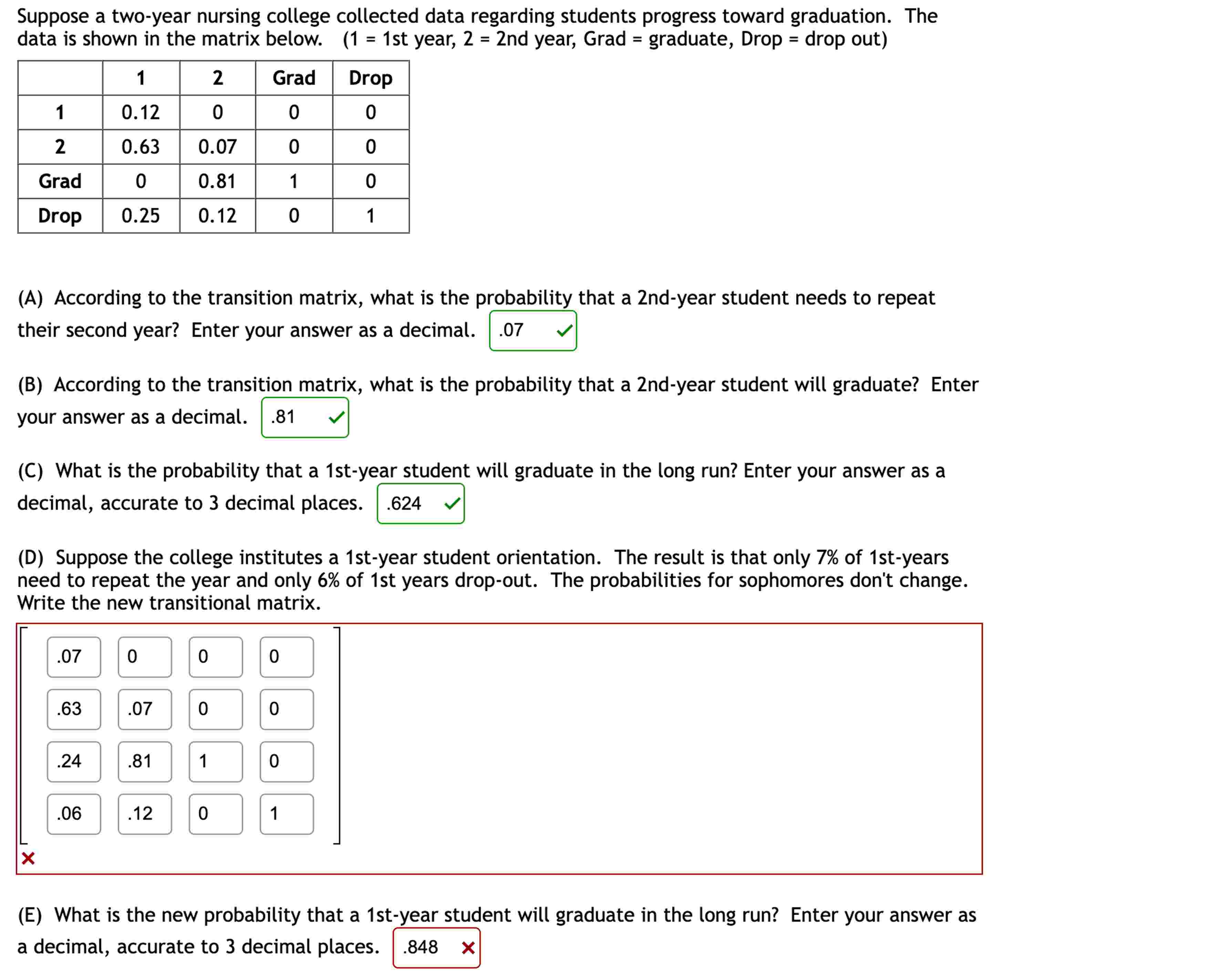 Solved Suppose a two-year nursing college collected data | Chegg.com