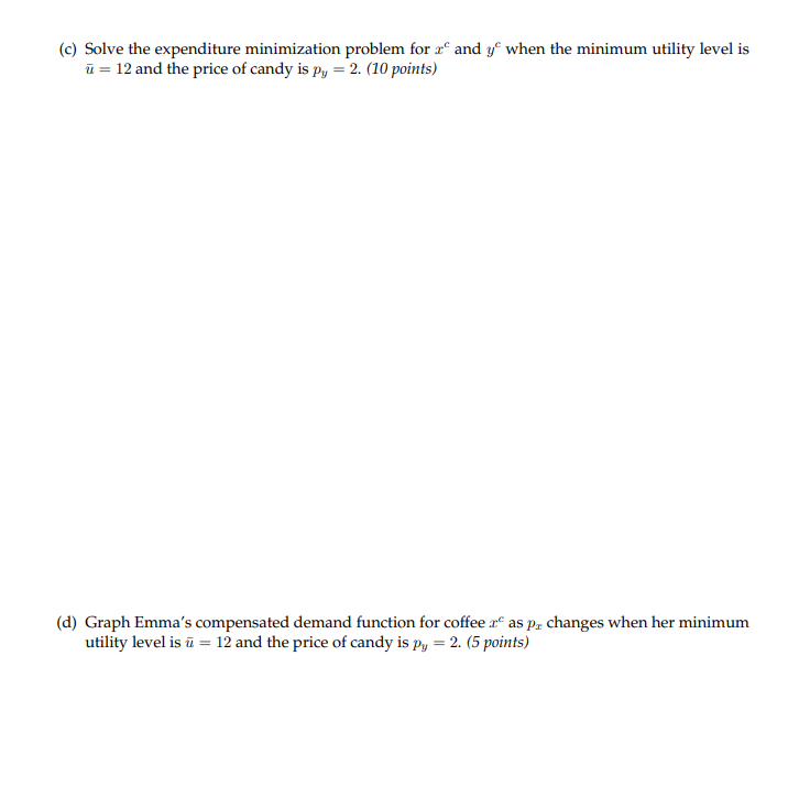 Solved 2. Emma has the following linear preferences over | Chegg.com