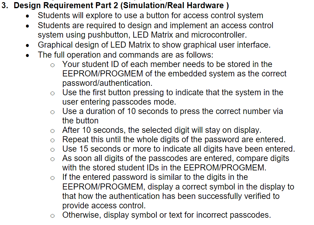 Design Requirement Part 2 (Simulation/Real Hardware ) | Chegg.com