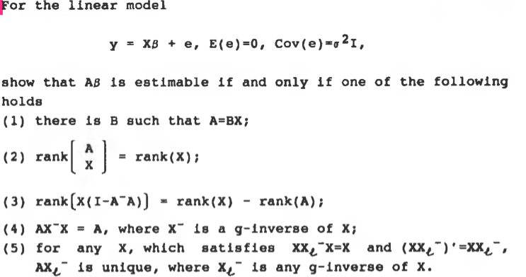Solved For The Linear Model Y Xb E E E 0 Cov E σ02i Show