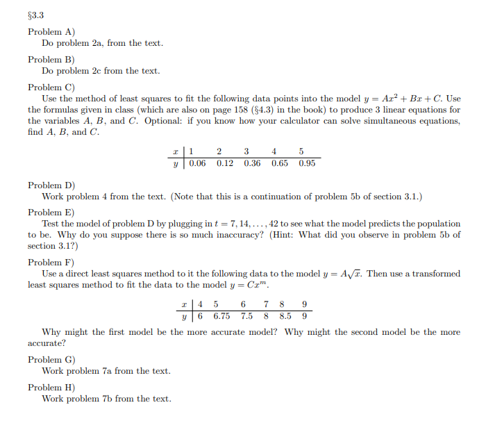Solved $3.3 Problem A) Do problem 2a, from the text. Problem | Chegg.com