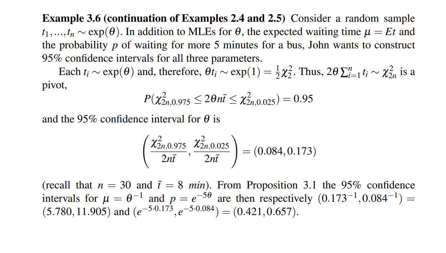 Solved Exercise 3.11 Let t1,…,tn∼exp(θ). In Example 3.6 we | Chegg.com