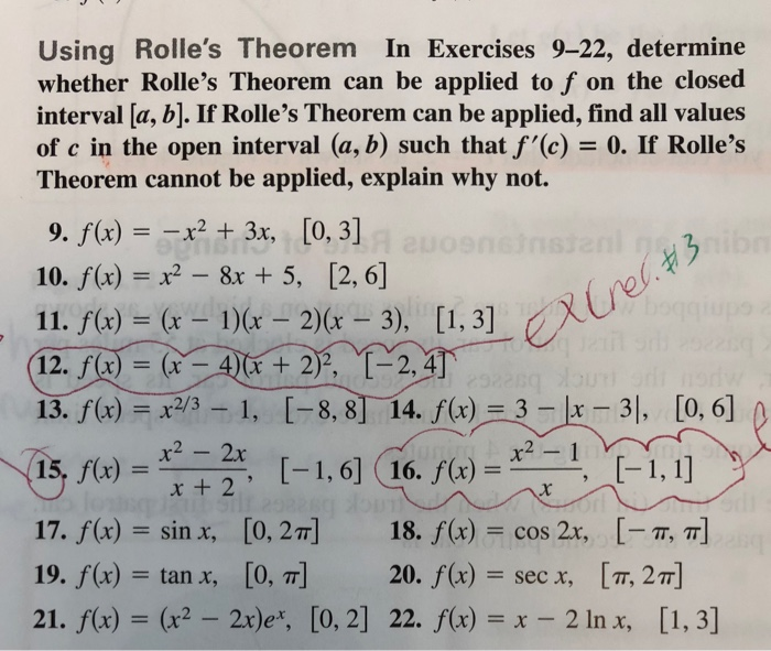 Solved Using Rolle's Theorem In Exercises 9-22, determine | Chegg.com