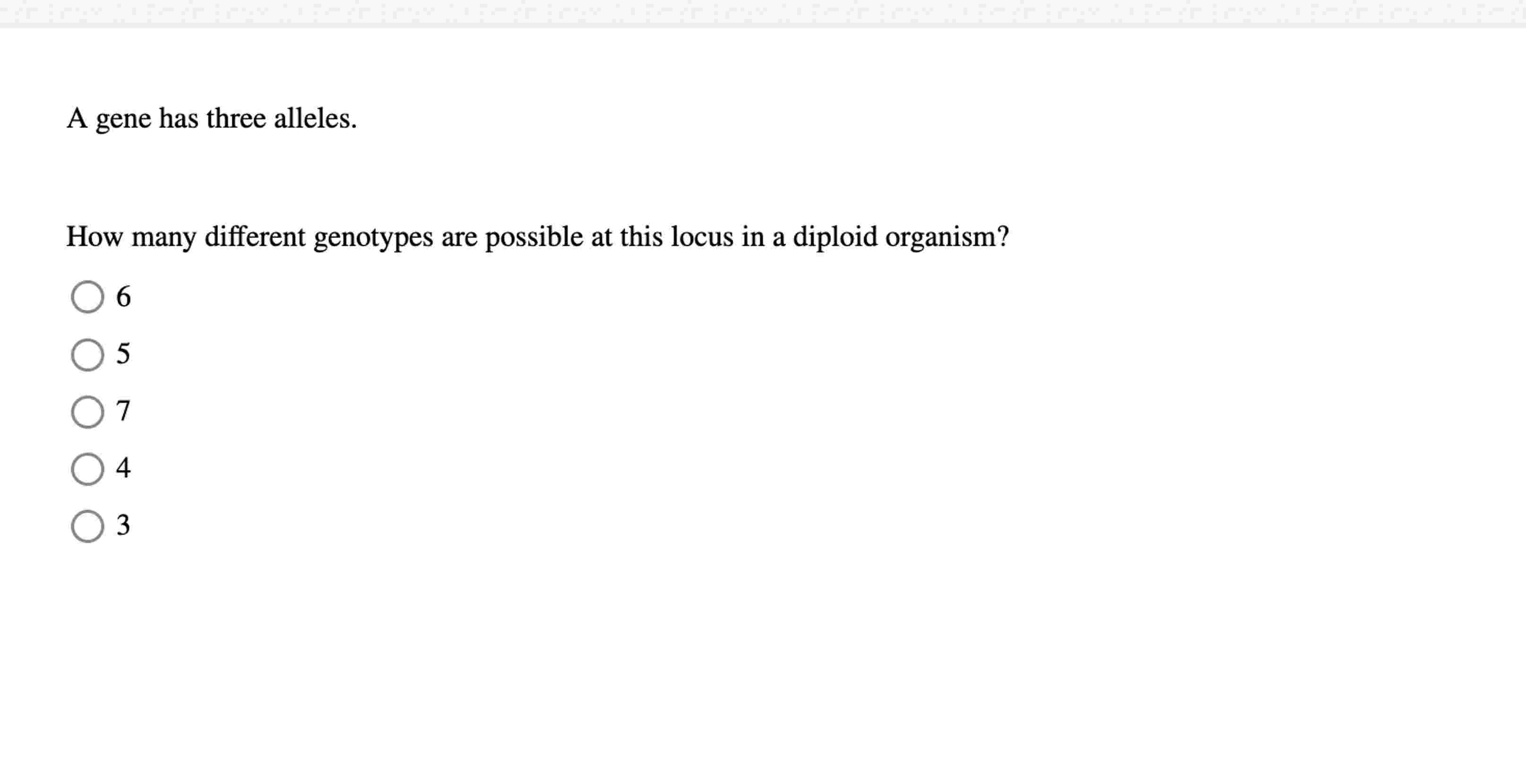 Solved A gene has three alleles.How many different genotypes | Chegg.com