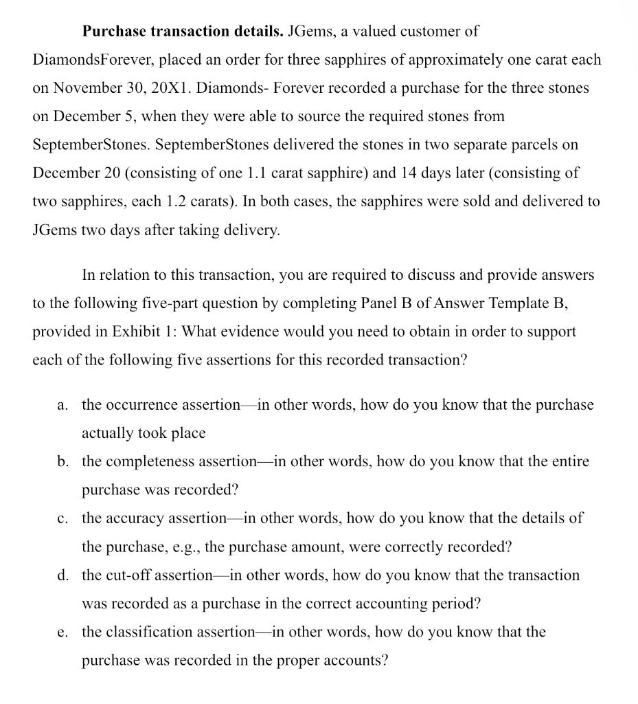 Solved Purchase transaction details. JGems, a valued | Chegg.com