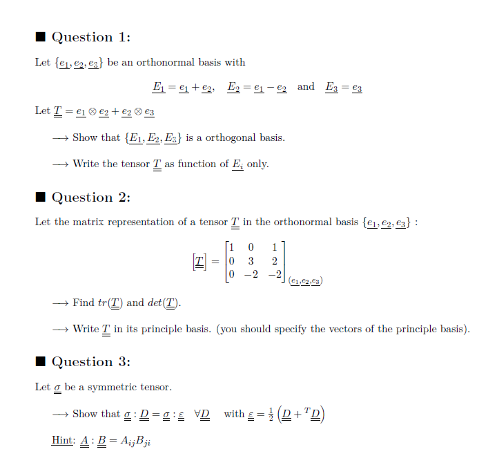 Solved Q Question 1:Let be an orthonormal basis | Chegg.com