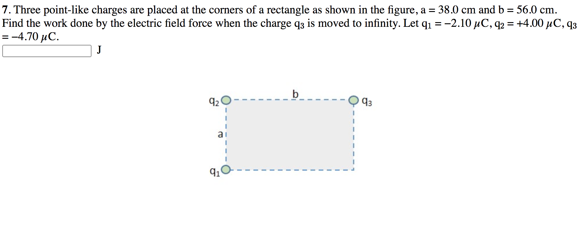 Solved 7. Three point-like charges are placed at the corners | Chegg.com