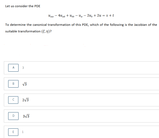 Solved Let us consider the PDE Uxx - 4uxt + utt - x - 2u: + | Chegg.com