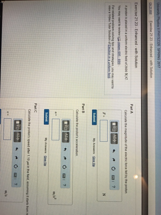 Solved A proton is placed in a uniform electric field of | Chegg.com