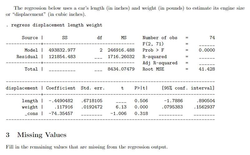 Solved Fill in the remaining values that are missing and | Chegg.com