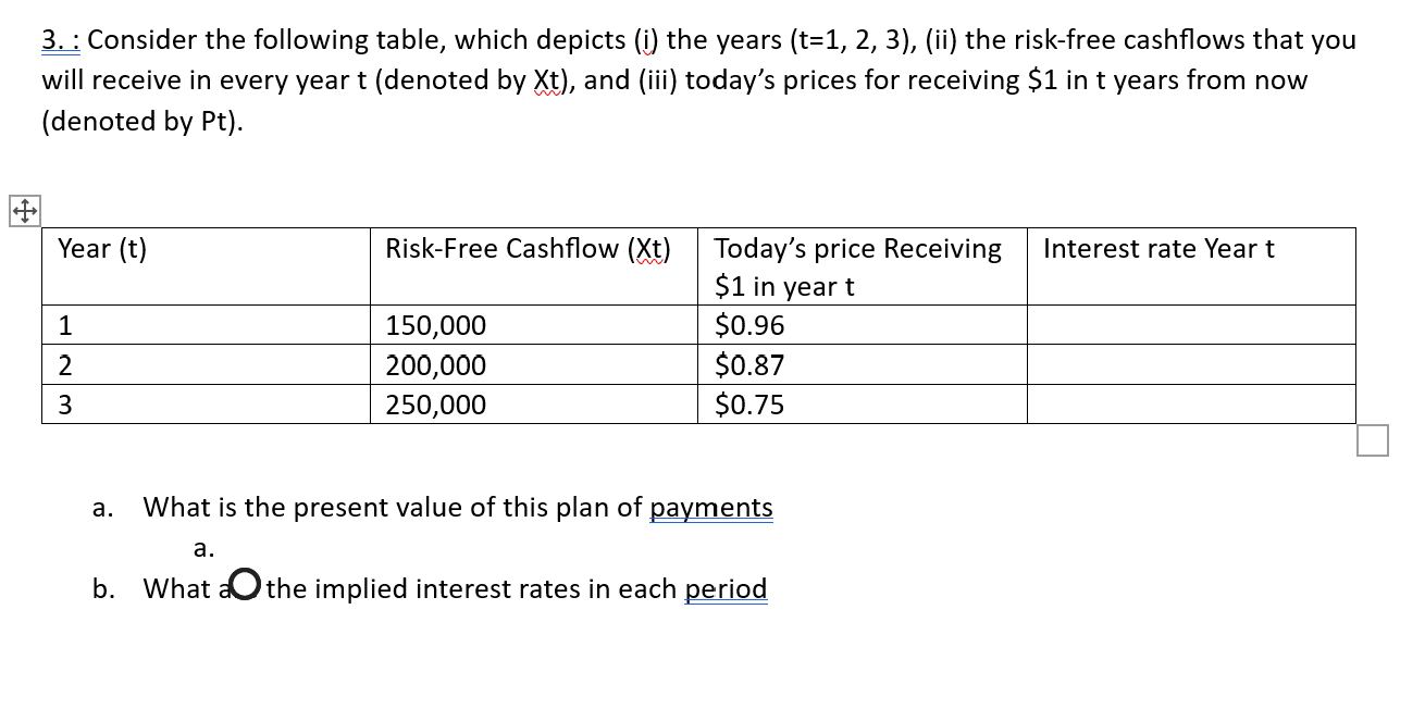 3.: Consider the following table, which depicts (i) | Chegg.com