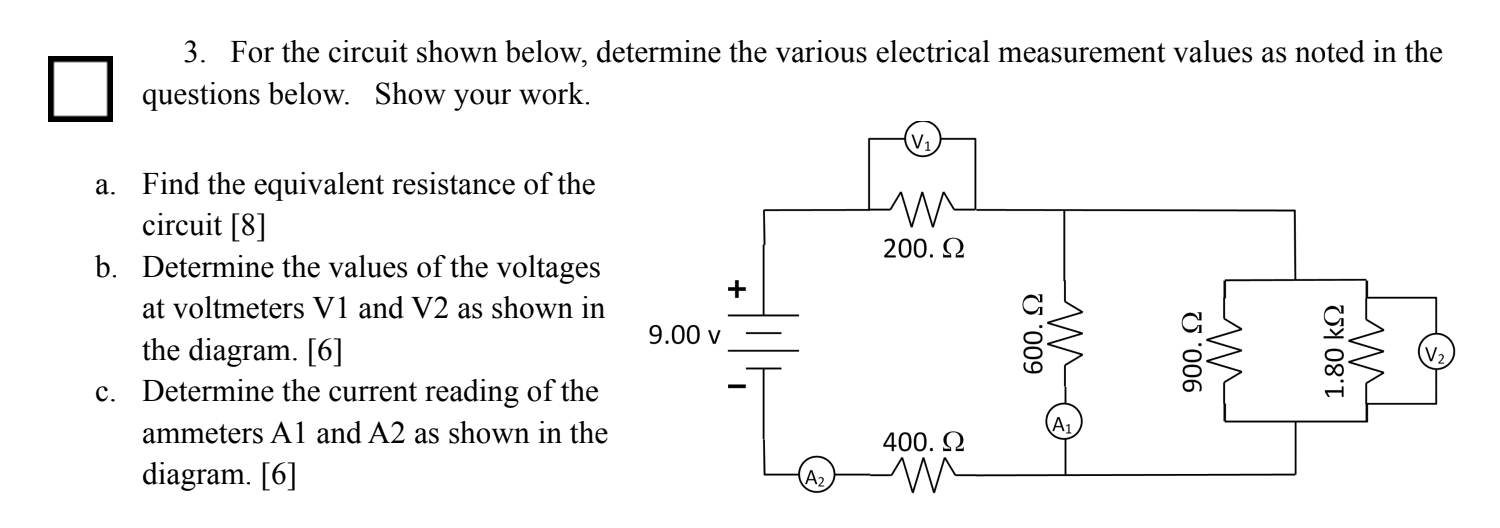 Solved 3. For the circuit shown below, determine the various | Chegg.com