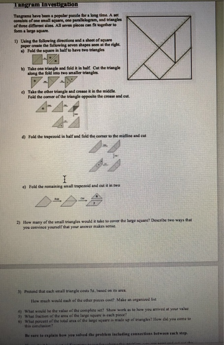 Solved Tangram Investigation Tangrams have been a popular | Chegg.com