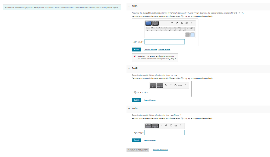 Solved - Part A Suppose the nonconducting sphere of Example | Chegg.com