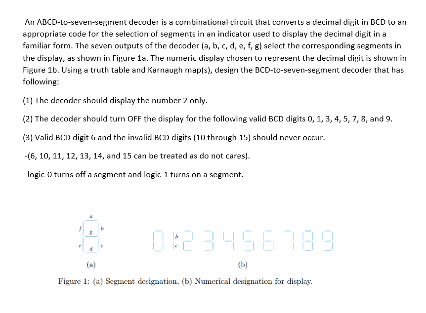 Solved An ABCD-to-seven-segment decoder is a combinational | Chegg.com
