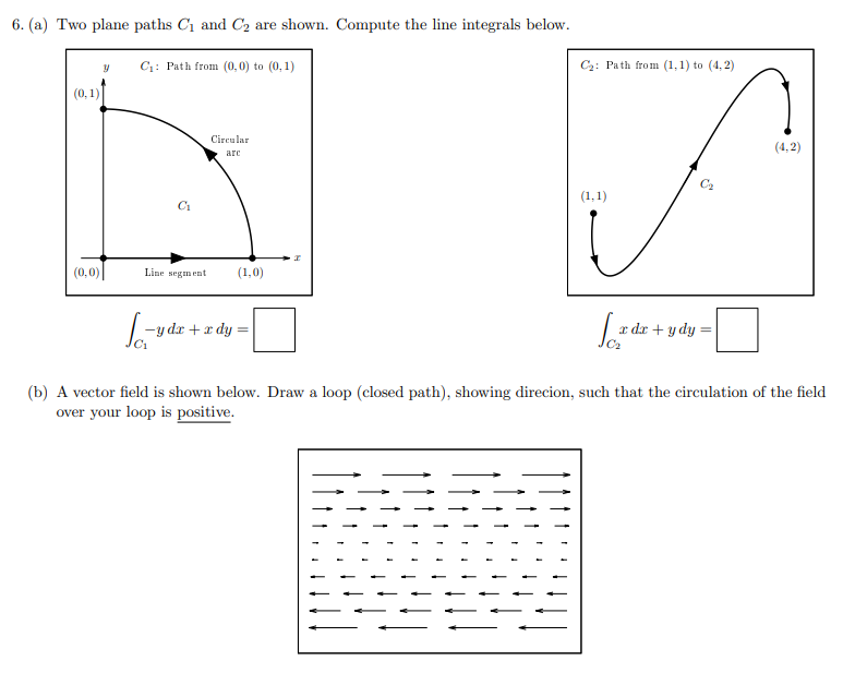 Solved 6. (a) Two plane paths C and C2 are shown. Compute | Chegg.com