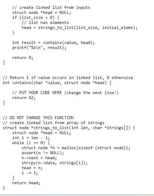 Solved Download list_contains.c here, or copy it to your CSE | Chegg.com