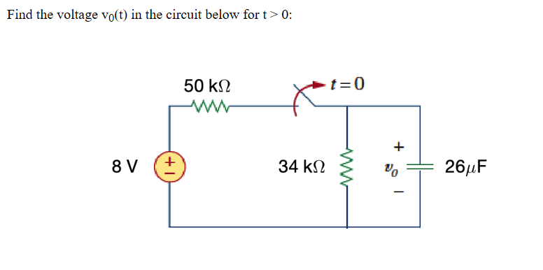 Solved Find the voltage v0(t) in the circuit below for t > | Chegg.com