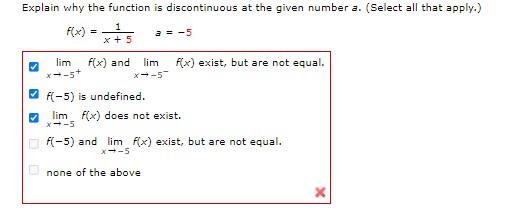 Solved Explain why the function is discontinuous at the | Chegg.com