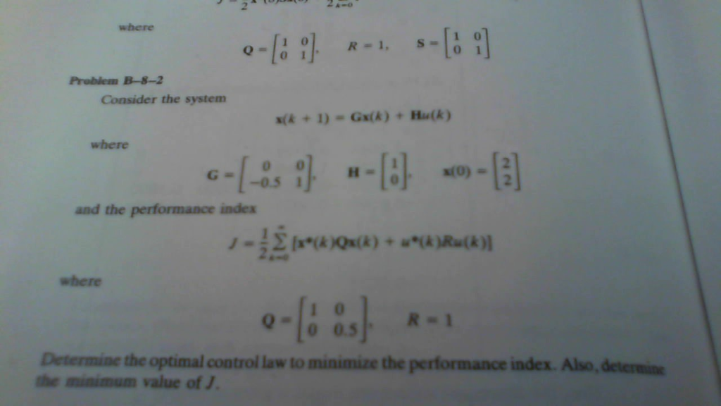 Quadratic Optimal Control Systems Objective
