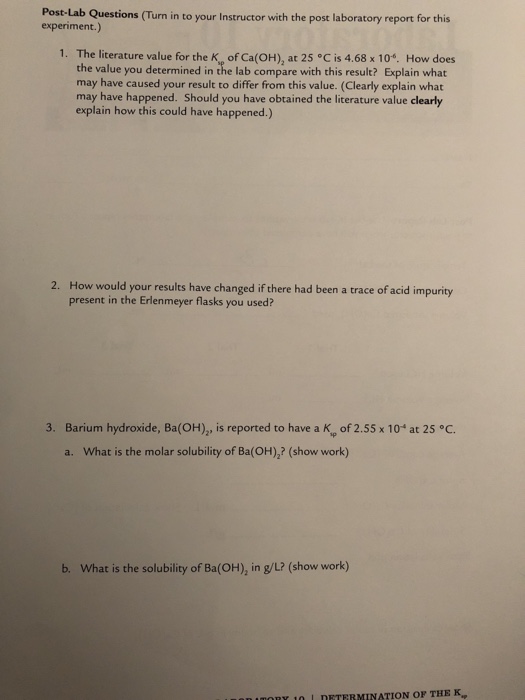 Solved NAME: DATE: TA: SECTION:_ Post-Lab Report (Use the | Chegg.com