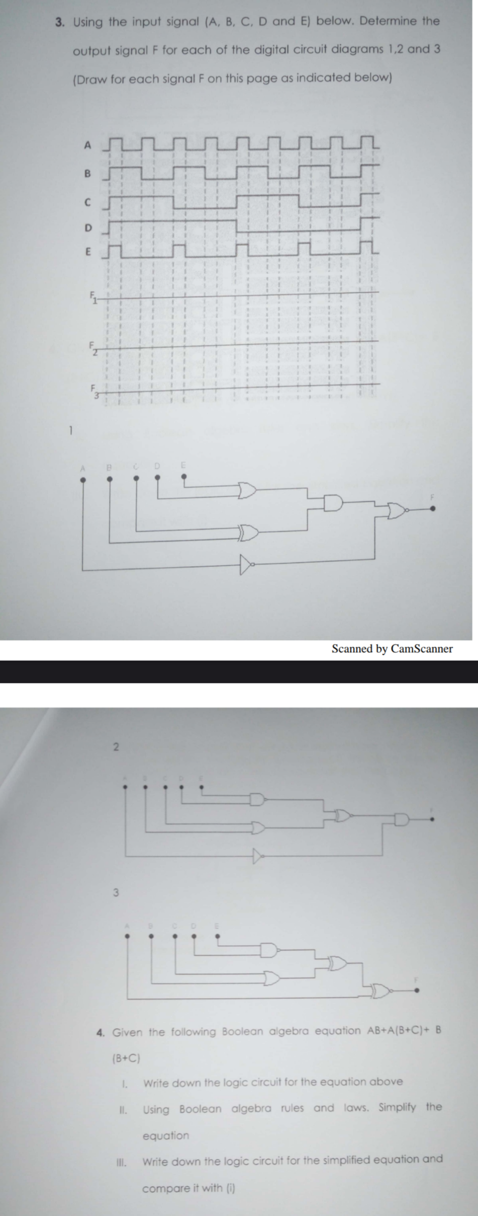Solved 3. Using the input signal (A, B, C, D and E) below. | Chegg.com