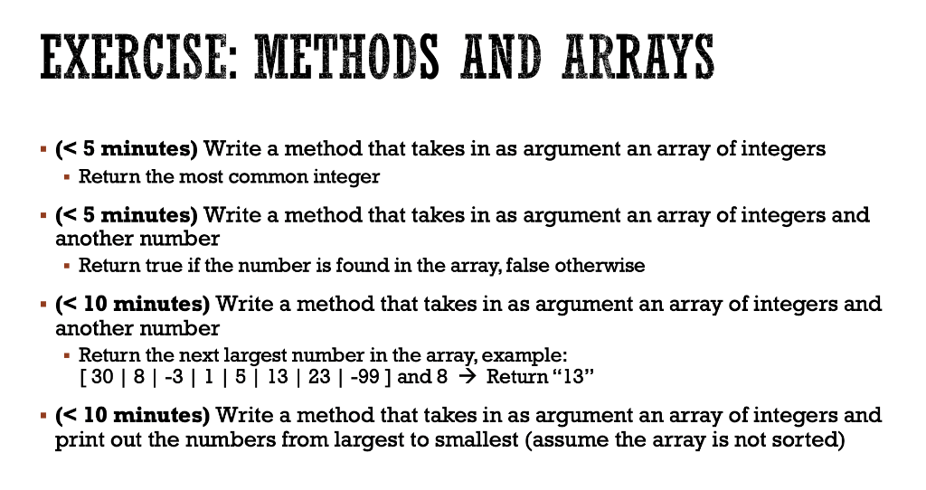 Solved EXERCISE: METHODS AND ARRAYS