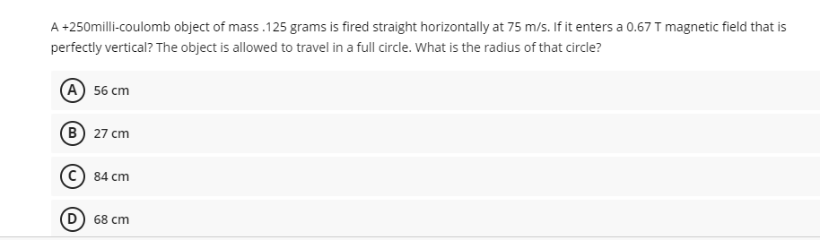 Solved A+250 milli-coulomb object of mass .125 grams is | Chegg.com