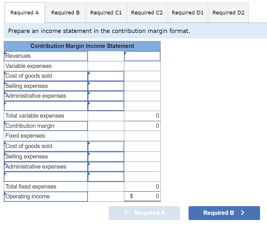 Problem 12-22 (Algo) Prepare a contribution margin | Chegg.com