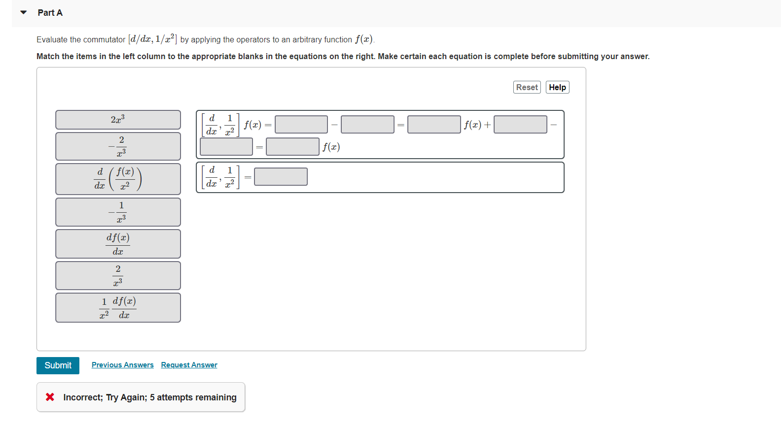 Solved Part A Evaluate The Commutator Ddx 1x By 