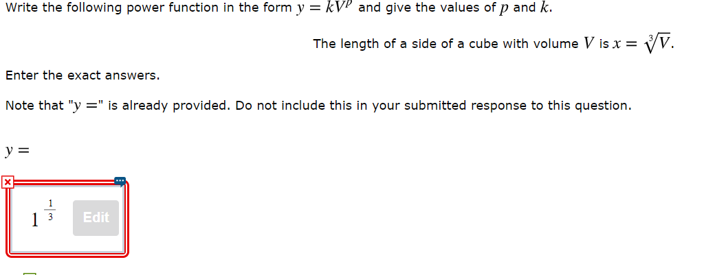 Solved Write the following power function in the form y = | Chegg.com