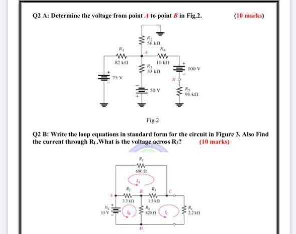 Solved Q2 A: Determine the voltage from point A to point B | Chegg.com