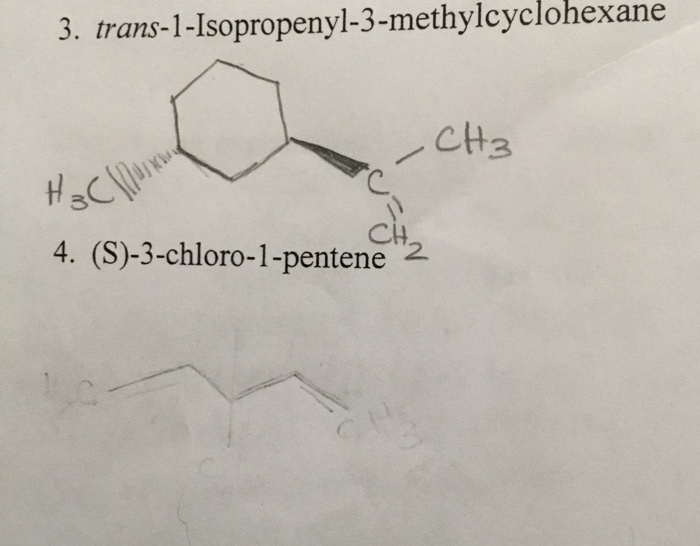 Solved 3. trans-1-Isopropenyl-3-methylcyclohexane cH3 3 4. | Chegg.com