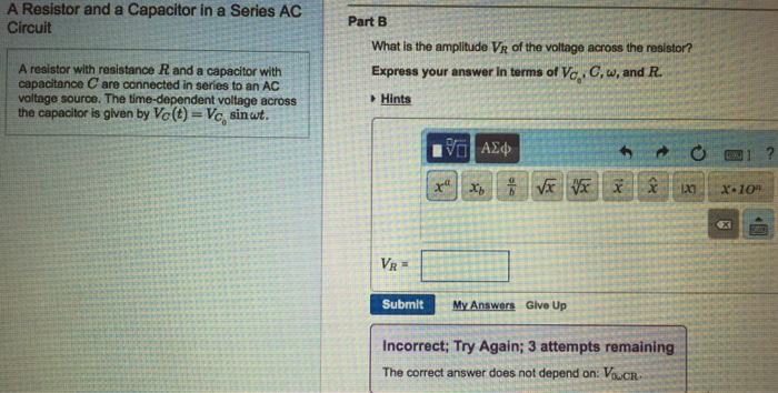 Solved A Resistor and a Capacitor in a Series AC Circuit | Chegg.com