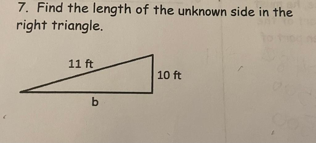 Solved 7. Find the length of the unknown side in the right | Chegg.com