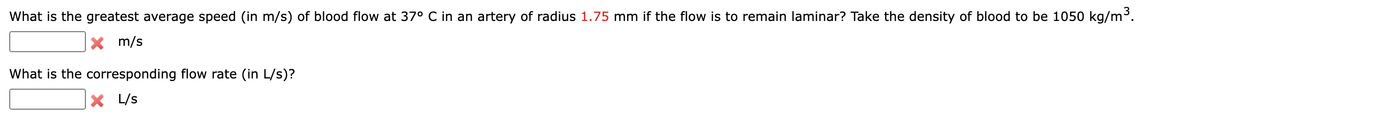 Solved What is the greatest average speed (in m/s ) of blood | Chegg.com