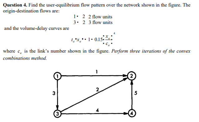 Solved Question 4. Find the user-equilibrium flow pattern | Chegg.com