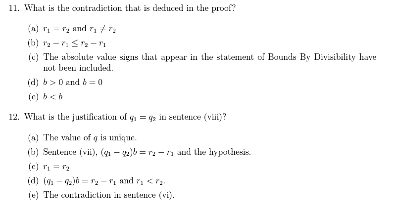 Solved Questions 11 to 12 make use of the following theorem | Chegg.com