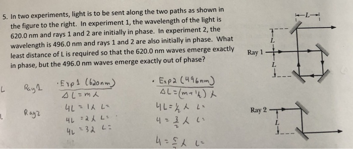 Solved 5. In two experiments, light is to be sent along the | Chegg.com