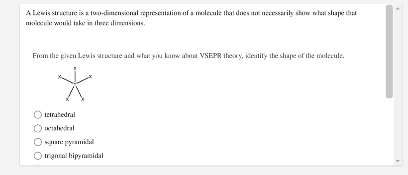 Solved A Lewis structure is a two-dimensional representation | Chegg.com