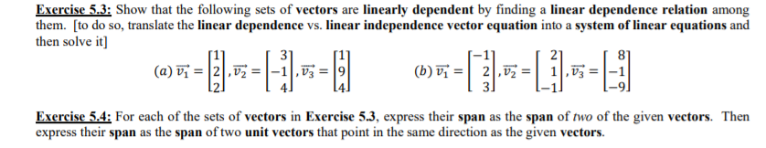 Solved Exercise 5.3: Show that the following sets of vectors | Chegg.com