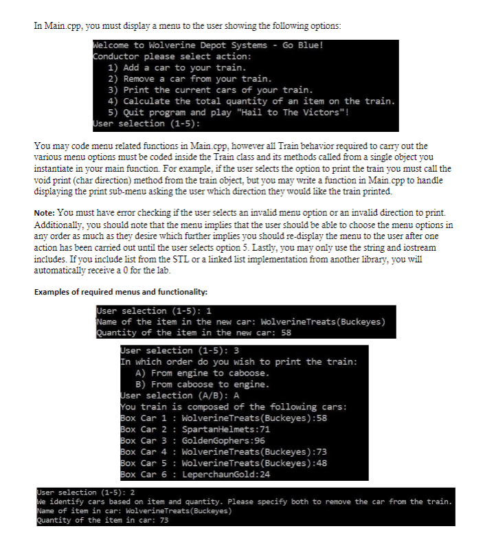 Solved Class Train which is a class-based doubly linked list | Chegg.com