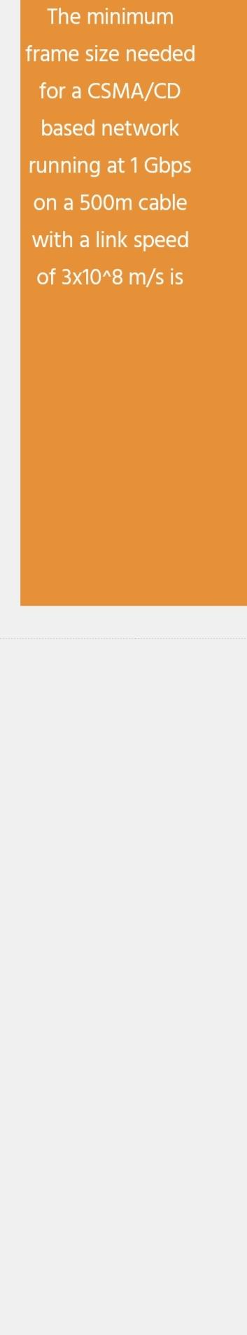 Solved The minimum frame size needed for a CSMA/CD based | Chegg.com