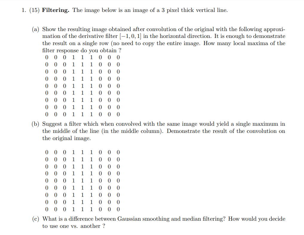 Solved 1. (15) Filtering. The image below is an image of a 3 | Chegg.com