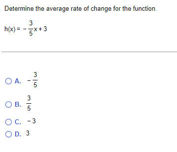 Solved Determine the average rate of change for the | Chegg.com