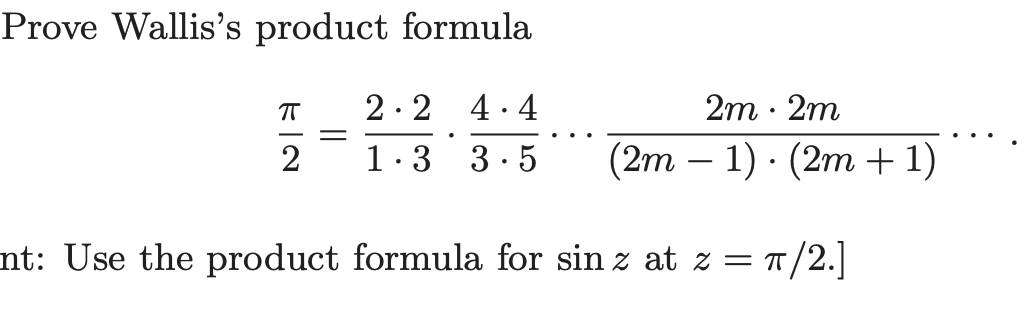 Solved Prove Wallis's product formula | Chegg.com