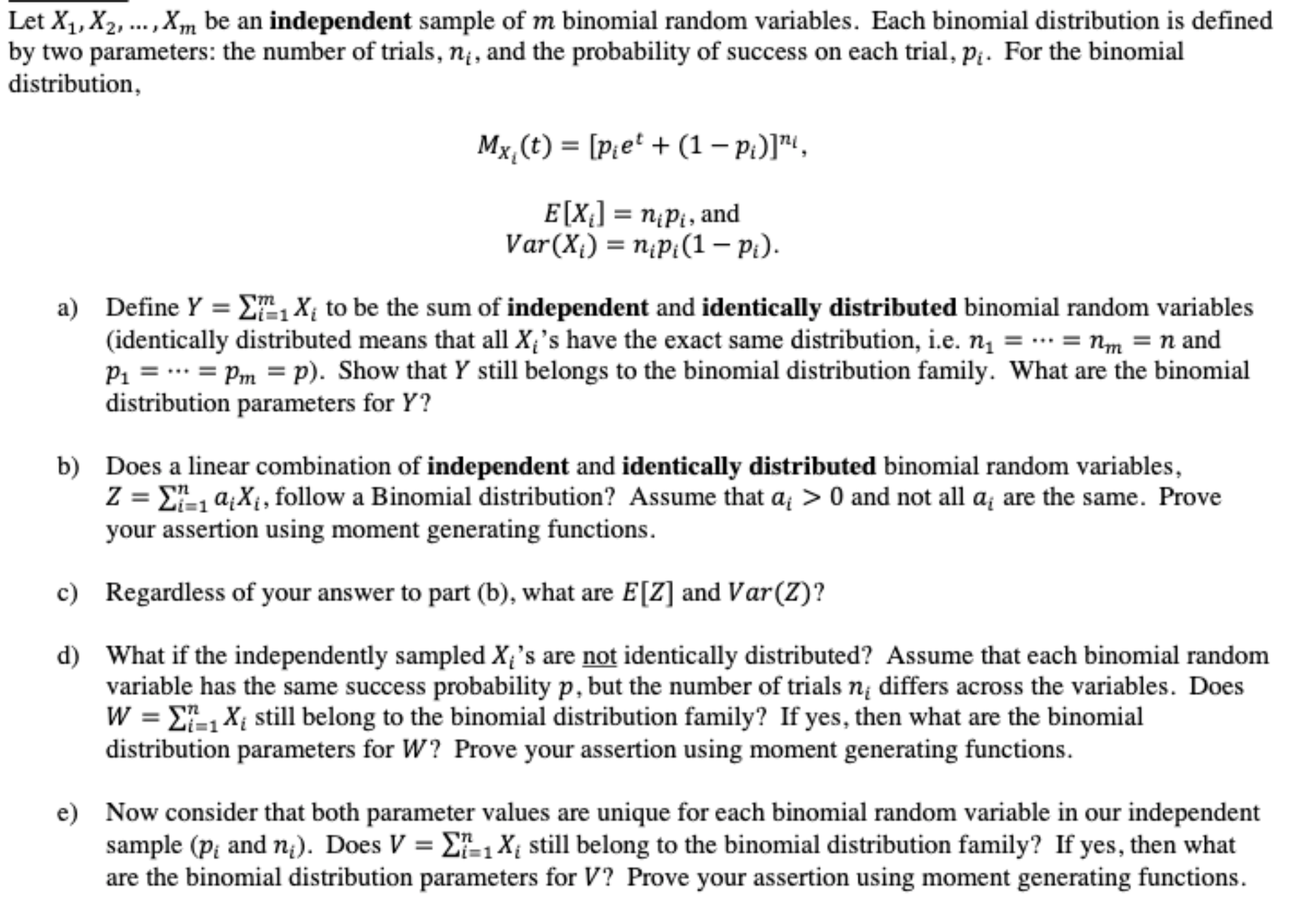 Solved Let X1,X2,…,Xm be an independent sample of m binomial | Chegg.com